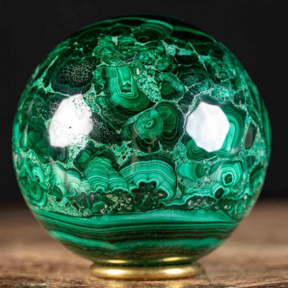 Polished Malachite Sphere: Extra Quality. - MAC-218